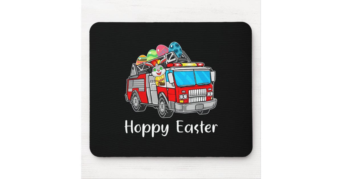 Firefighter Truck Easter Day Bunny Eggs Happy East Mouse Pad | Zazzle