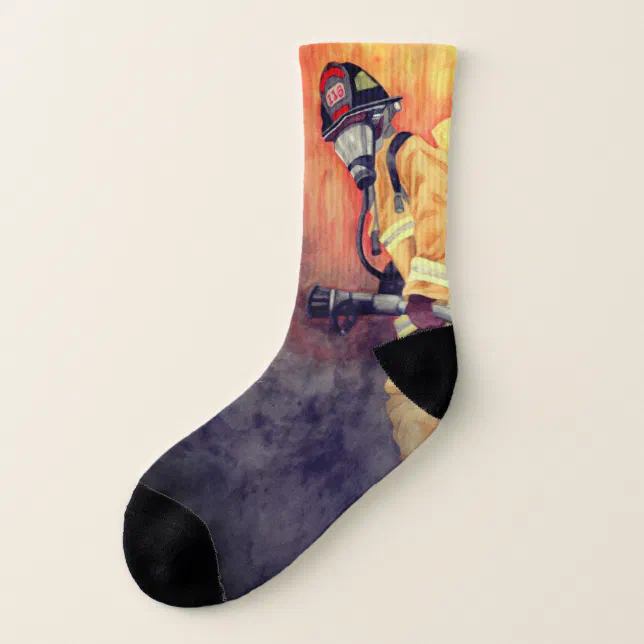 Firefighter Watercolor Socks Firman | Zazzle