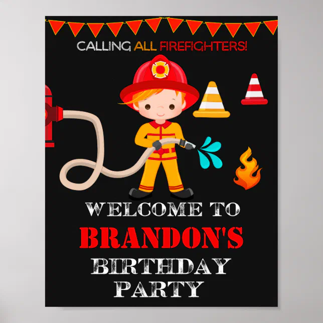 Firefighter welcome party sign Firefighter poster | Zazzle