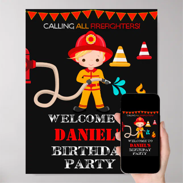 Firefighter welcome party sign Firefighter poster | Zazzle