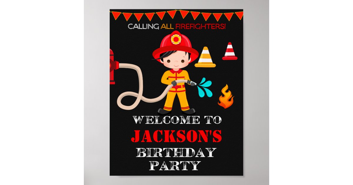 Firefighter welcome party sign Firefighter poster | Zazzle