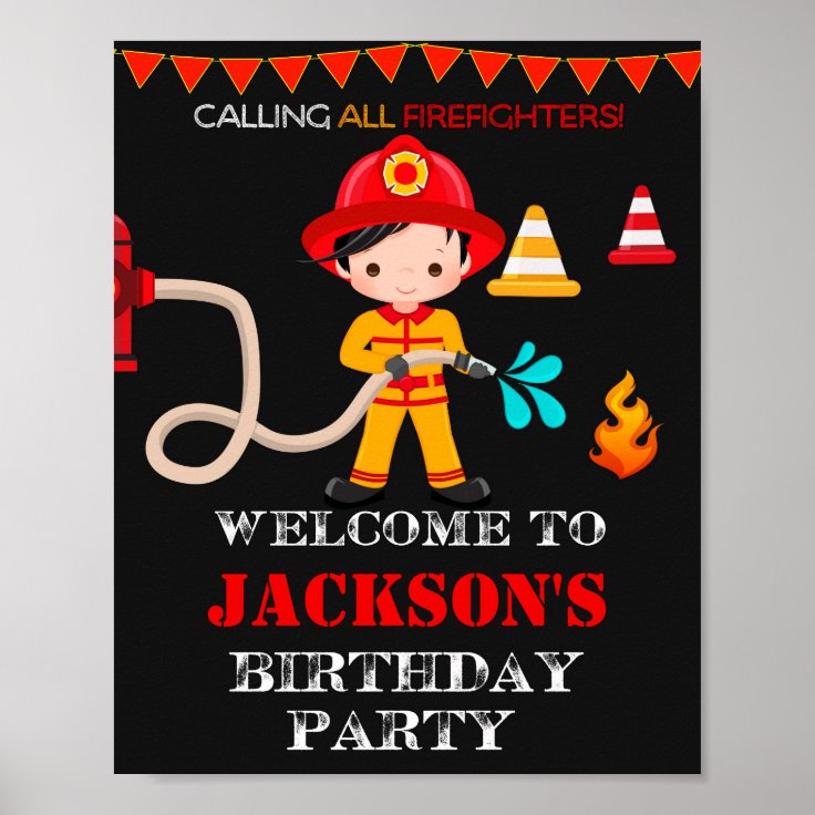 Firefighter welcome party sign Firefighter poster | Zazzle