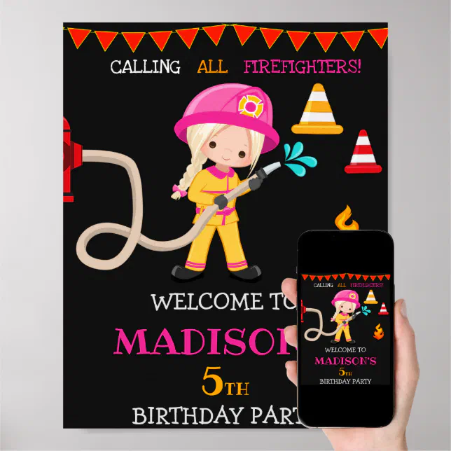 Firefighter welcome party sign Girl Firefighter | Zazzle