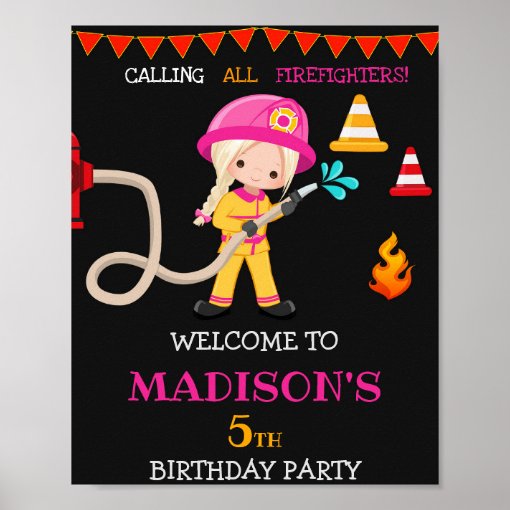 Firefighter welcome party sign Girl Firefighter | Zazzle