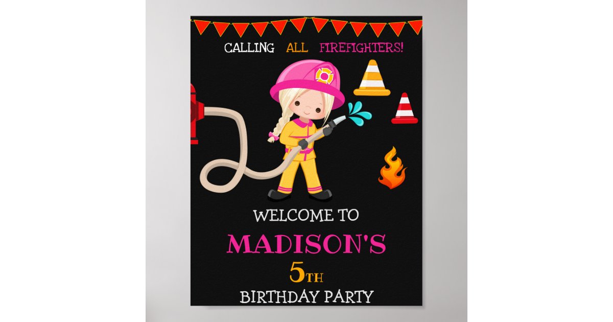 Firefighter welcome party sign Girl Firefighter | Zazzle