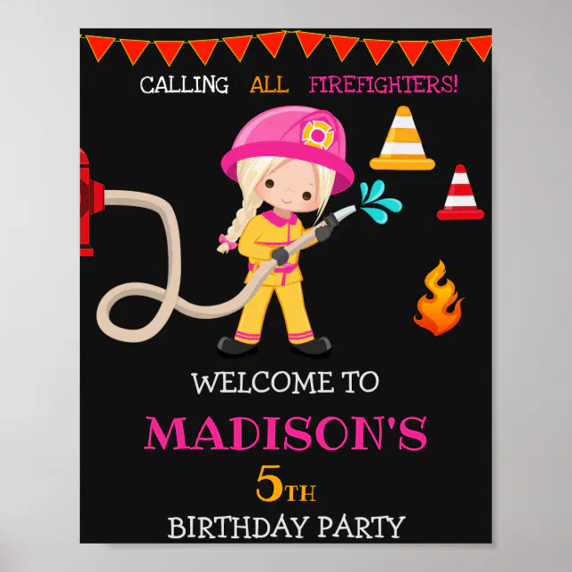 Firefighter welcome party sign Girl Firefighter | Zazzle