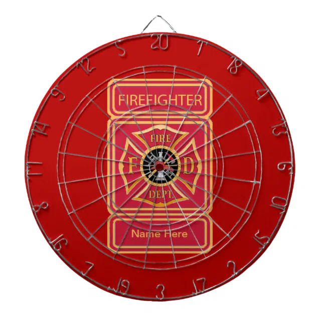 Firefighter's Custom Maltese Cross Logo Dartboard With Darts | Zazzle