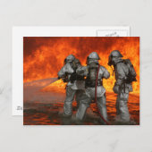 Firefighters fighting a fire postcard | Zazzle