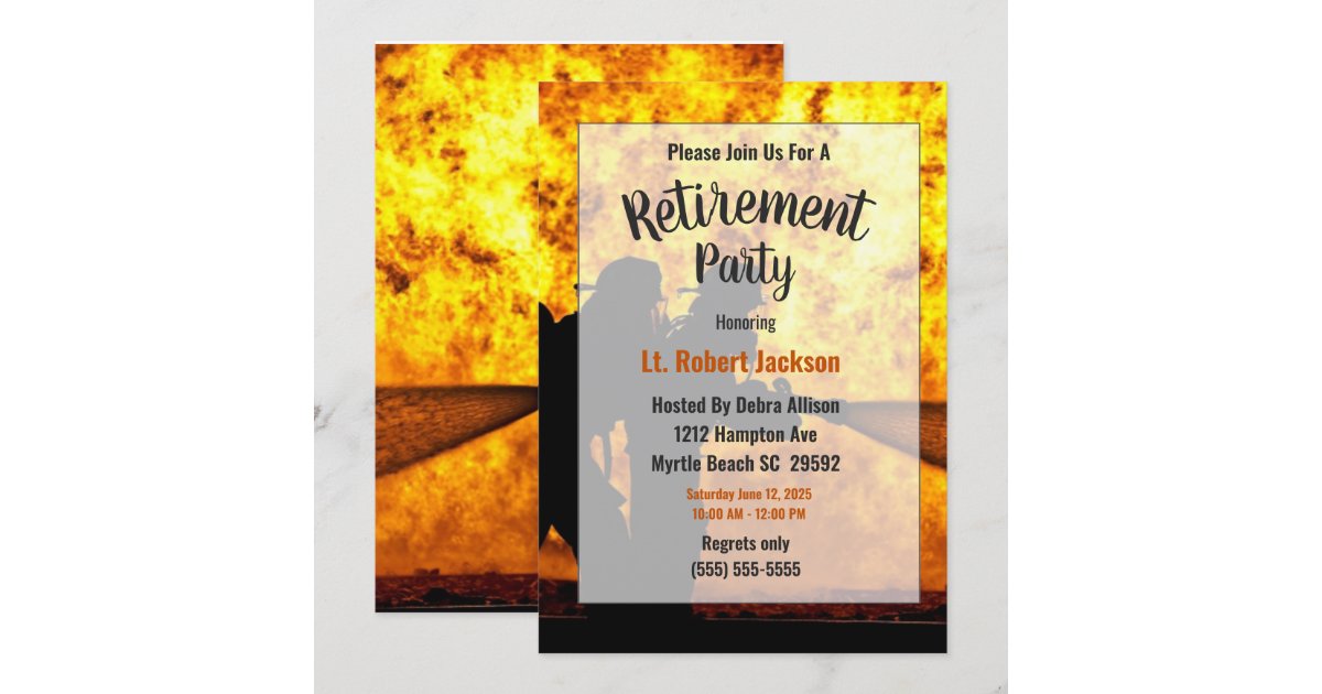 Firefighters/Fire Chief Flames Retirement Party Invitation | Zazzle