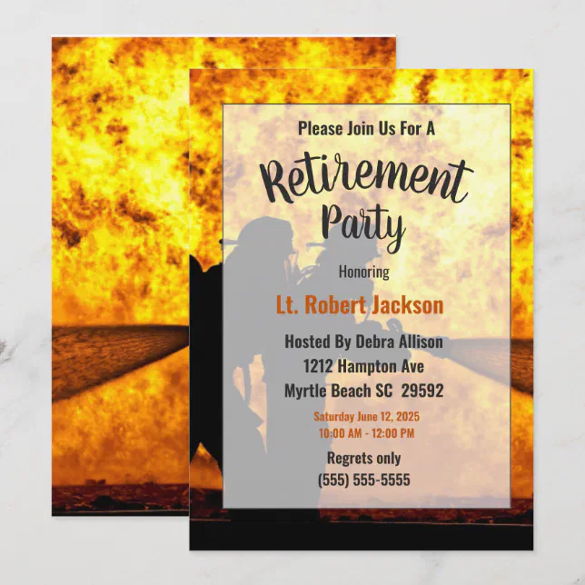 Firefighters/Fire Chief Flames Retirement Party Invitation | Zazzle