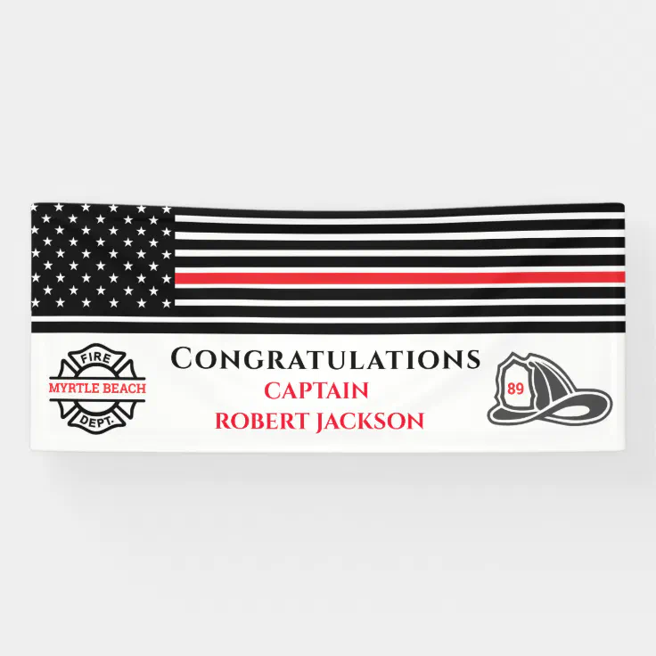 Firefighters Flag Red Line Banner | Zazzle