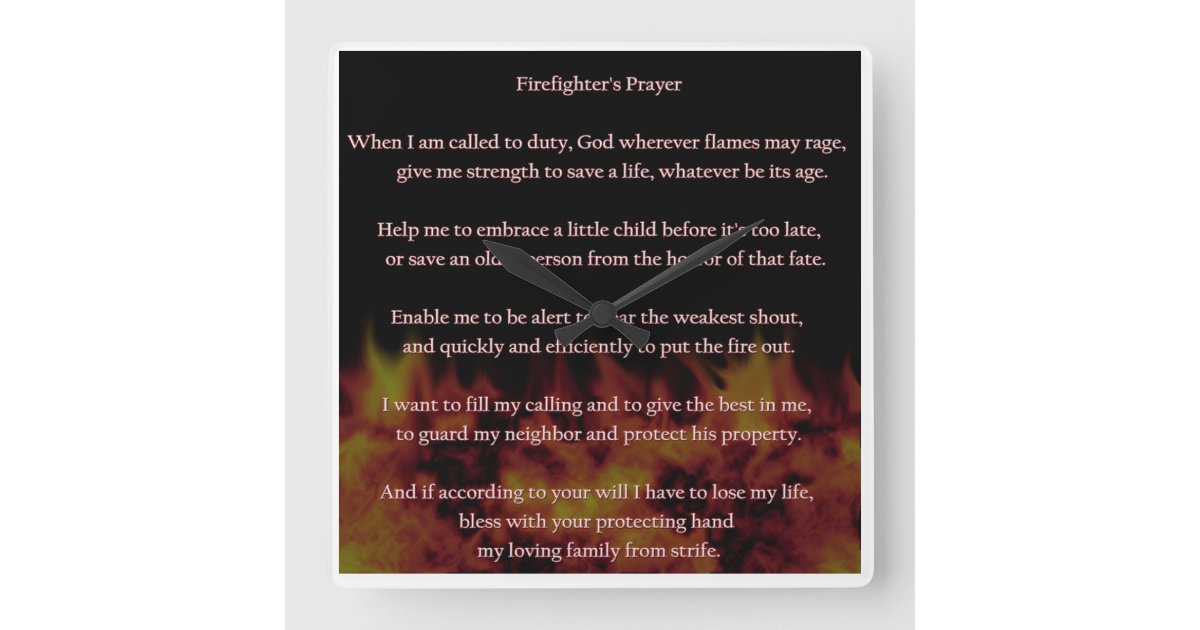 Firefighter's Prayer CLock | Zazzle