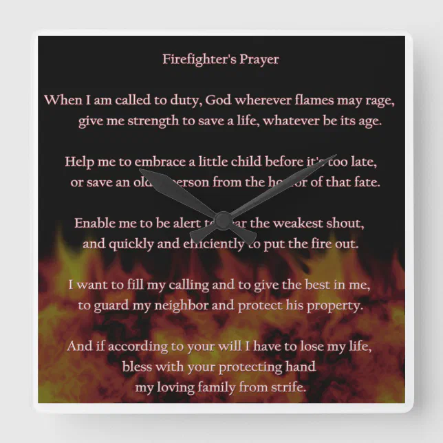 Firefighter's Prayer CLock | Zazzle
