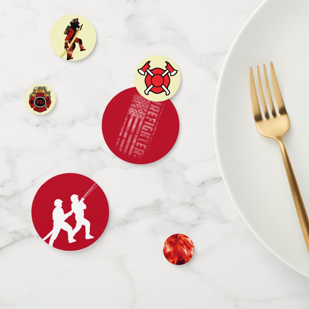 Firefighters Symbols Table Confetti | Zazzle