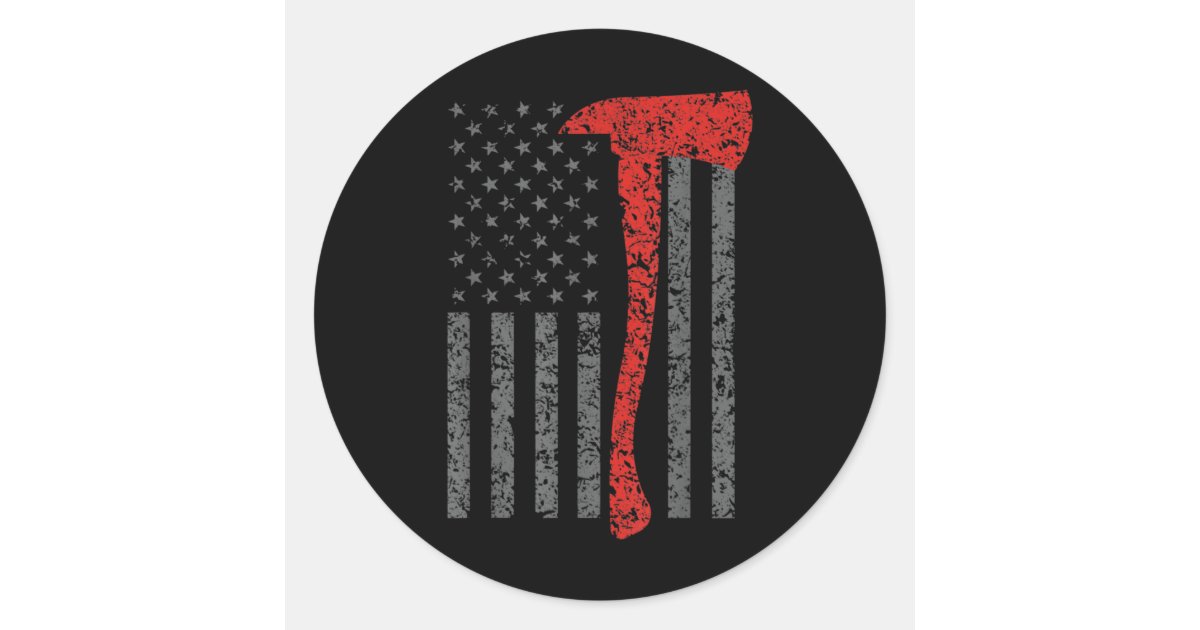 Firefighting, Firefighter Axe & Helmet, Fire Classic Round Sticker | Zazzle