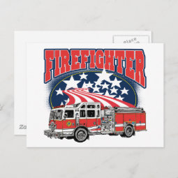 Firefighting Truck Postcard | Zazzle
