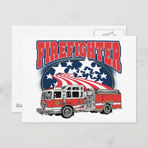 Firefighting Truck Postcard | Zazzle
