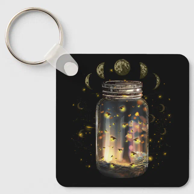 Fireflies Bugs In Jar Firefly Lightning Insects Gl Keychain | Zazzle