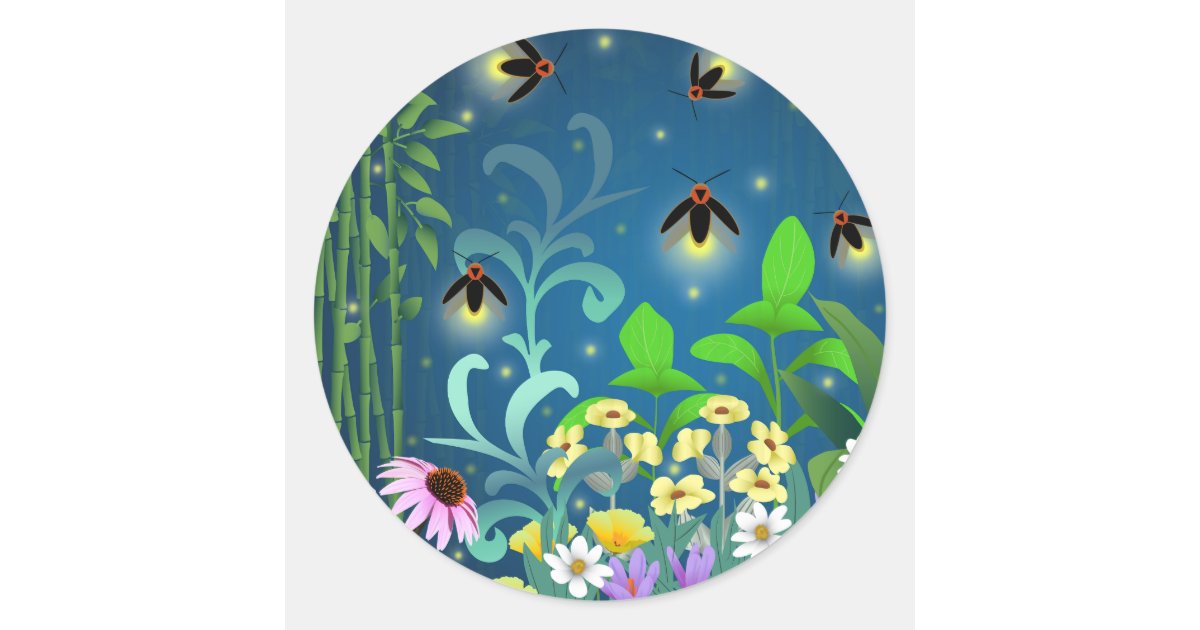 Fireflies classic round sticker | Zazzle