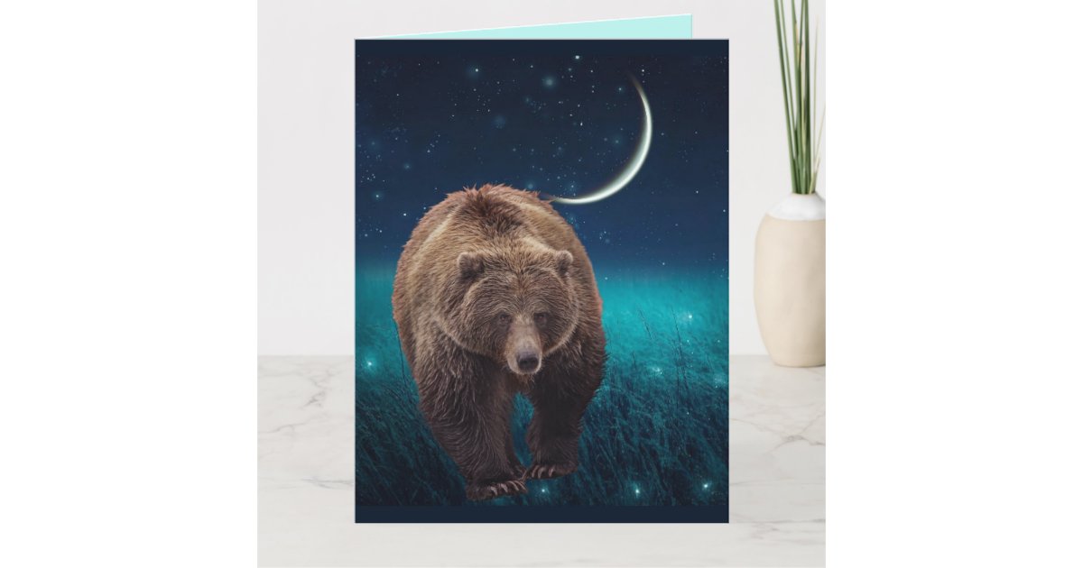 FIREFLIES GRIZZLY BEAR BIRTHDAY CARD 4 FRAMING | Zazzle