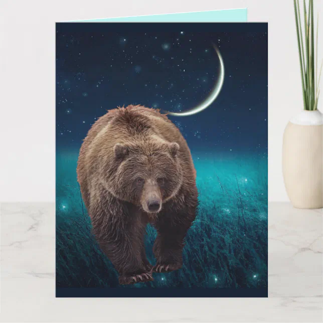 FIREFLIES GRIZZLY BEAR BIRTHDAY CARD 4 FRAMING | Zazzle
