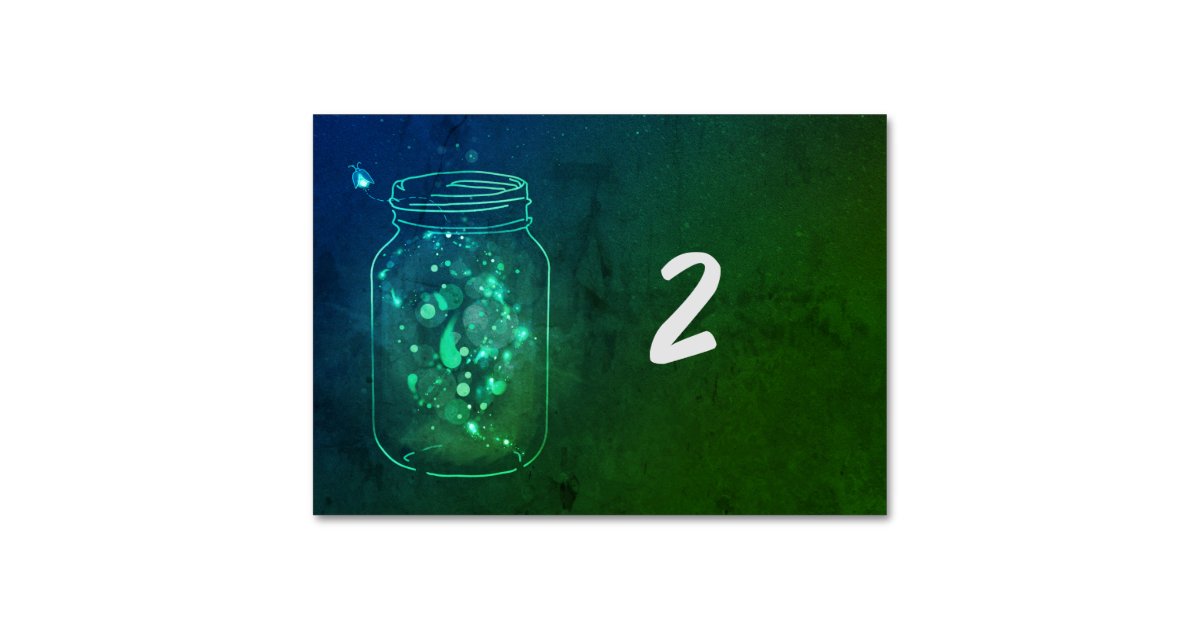 Fireflies in Jars Greenleaf Table Number Cards | Zazzle