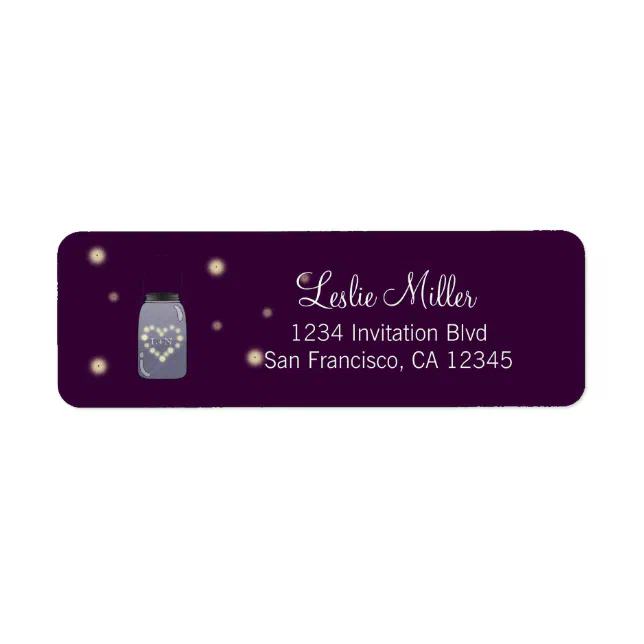 Fireflies in Mason Jar Heart Address Labels | Zazzle