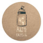 fireflies mason jar rustic classic round sticker | Zazzle