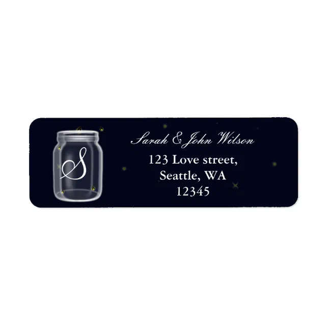 fireflies mason jar wedding ,return address label | Zazzle