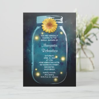 Fireflies & Mason Jar Whimsical Bridal Shower Invitation | Zazzle