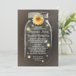 Fireflies & Rustic Mason Jar Whimsical Wedding Invitation | Zazzle