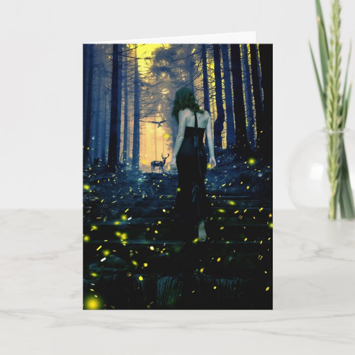 FIREFLIES & WOMAN ART BIRTHDAY CARD FOR HER | Zazzle.com