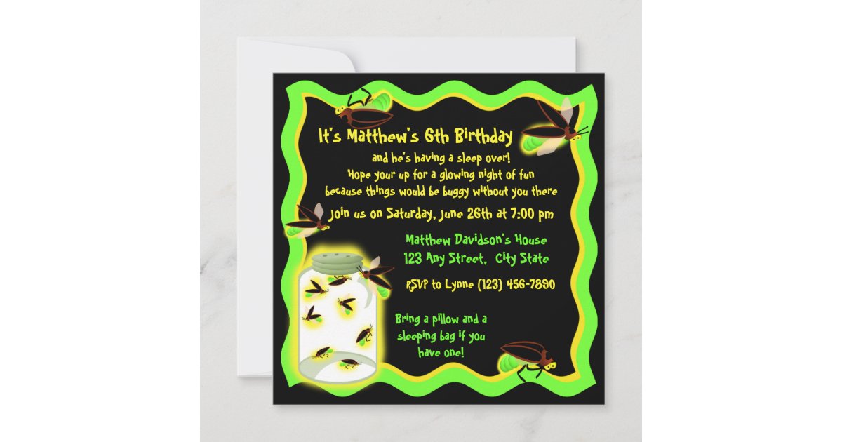 Firefly Frolic Birthday Invitation | Zazzle