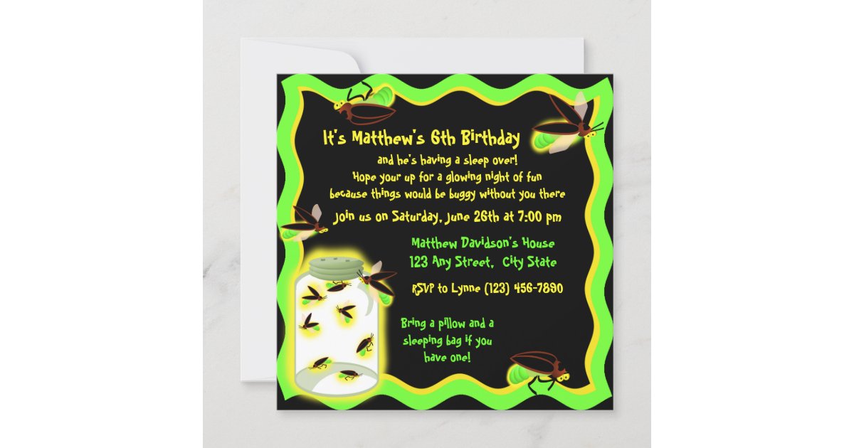 Firefly Frolic Birthday Invitation | Zazzle