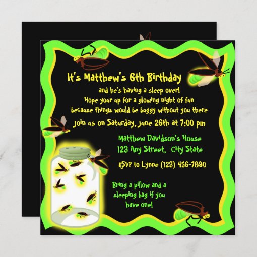 Firefly Frolic Birthday Invitation | Zazzle