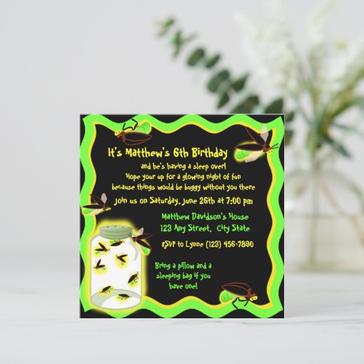 Firefly Frolic Birthday Invitation | Zazzle
