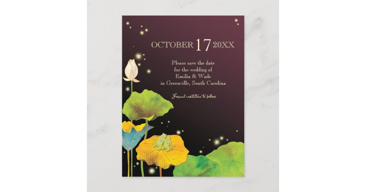 Firefly Night Fall Wedding Save the Date Announcement Postcard | Zazzle