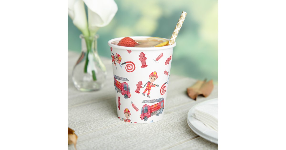 Fireman Birthday Party Paper Cups | Zazzle