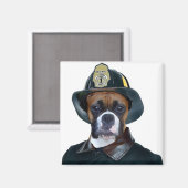 Fireman boxer dog magnet | Zazzle