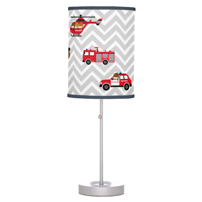 Fireman Emergency Vehicles on Chevron Table Lamp | Zazzle