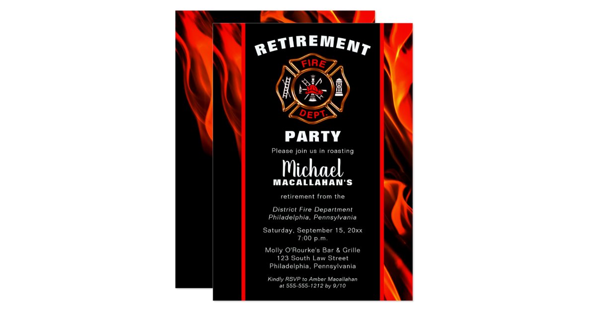 Fireman Fire Badge Firefighter Retirement Party Invitation | Zazzle.com
