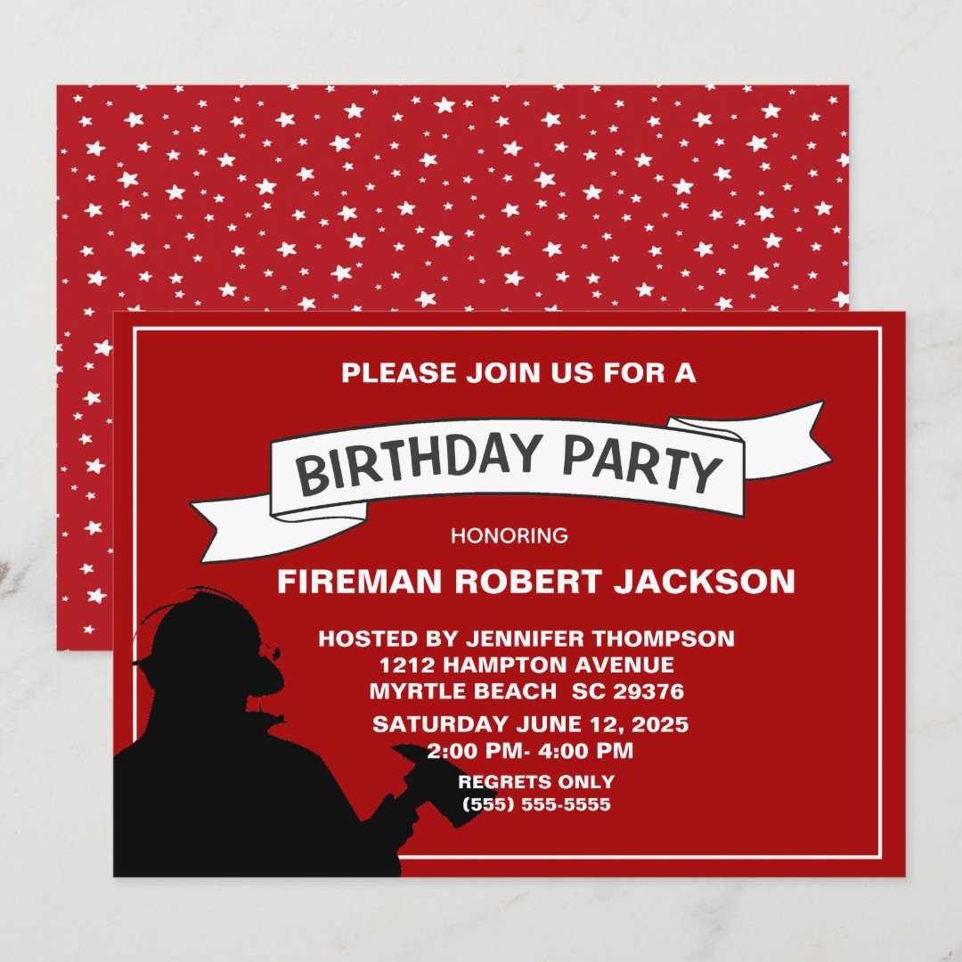 Fireman/Fire Chief Birthday Party Invitation | Zazzle