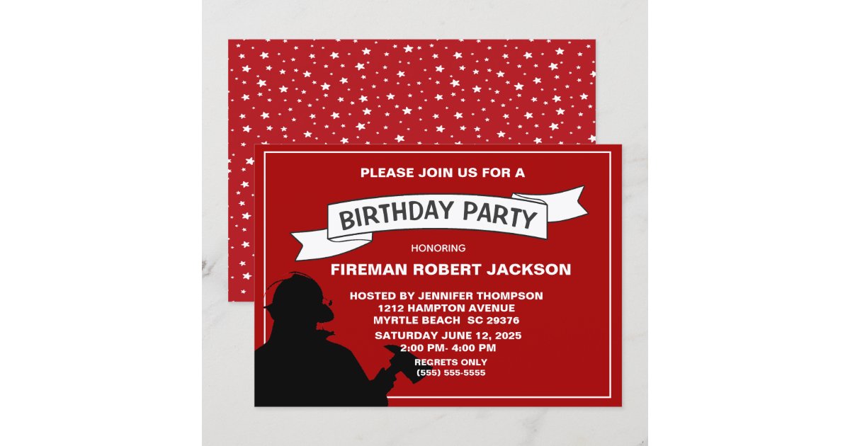 Fireman/Fire Chief Birthday Party Invitation | Zazzle
