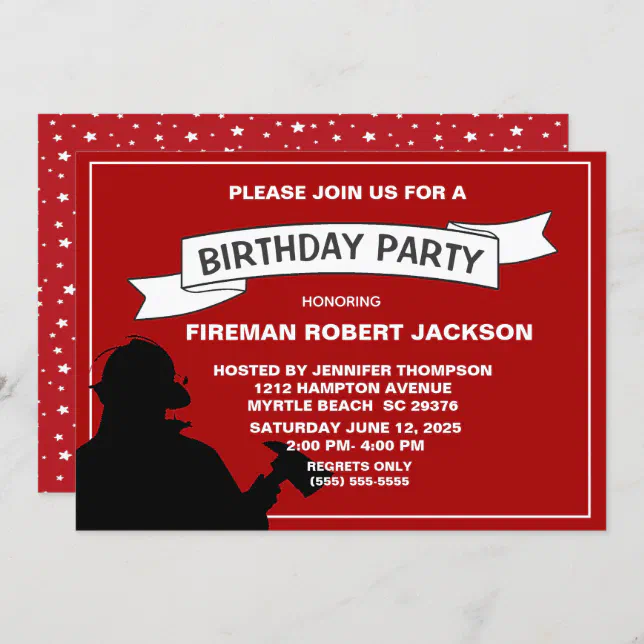 Fireman/Fire Chief Birthday Party Invitation | Zazzle