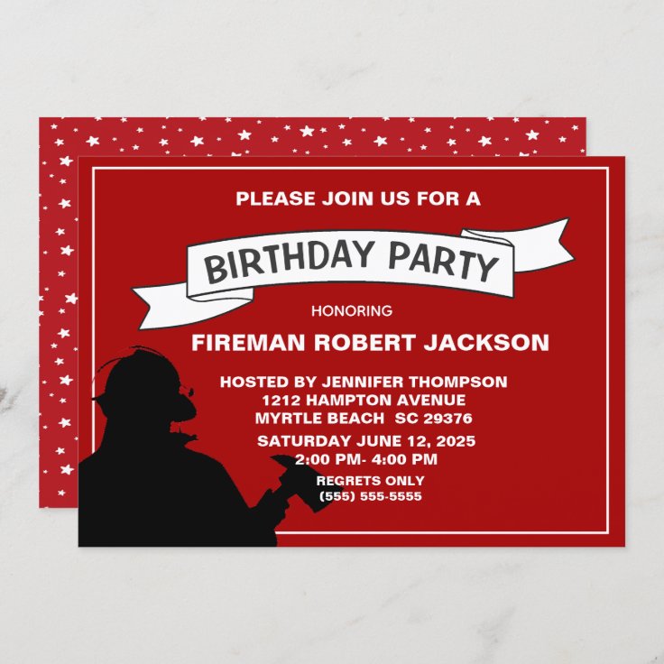 Fireman/Fire Chief Birthday Party Invitation | Zazzle