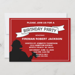 Fireman/Fire Chief Birthday Party Invitation | Zazzle