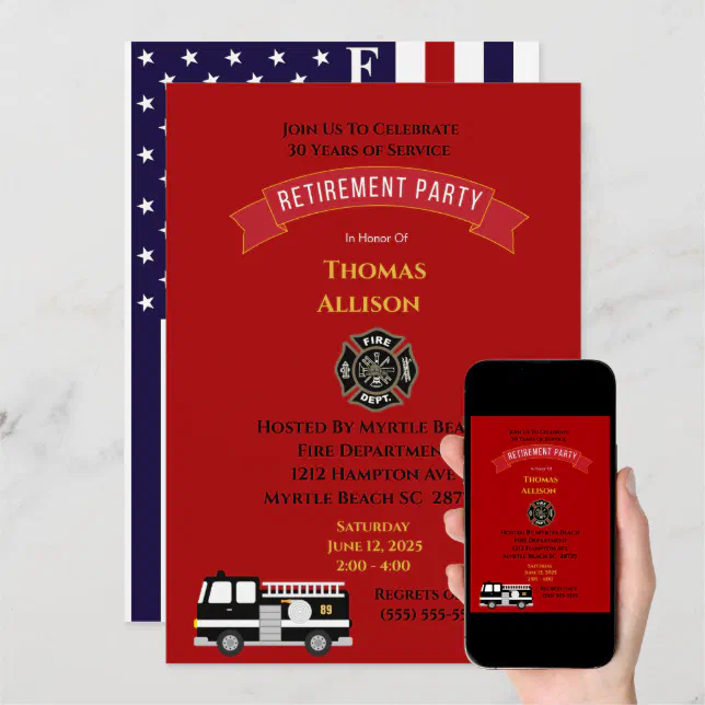 Fireman/Fire Chief Retirement Invitation | Zazzle