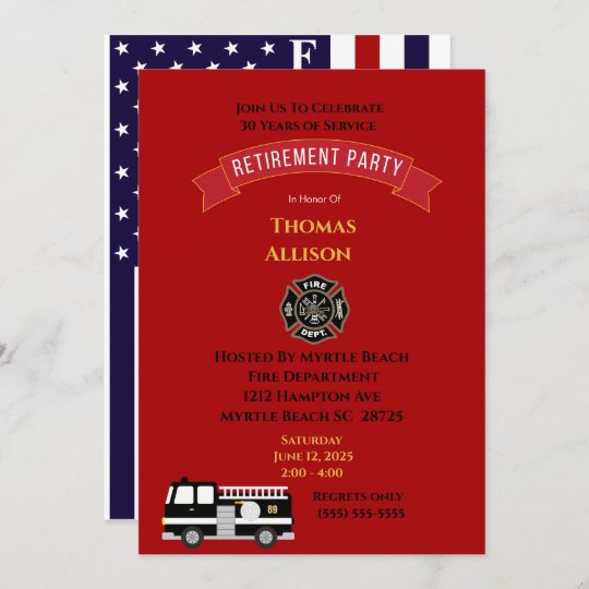Fireman/Fire Chief Retirement Invitation | Zazzle.com