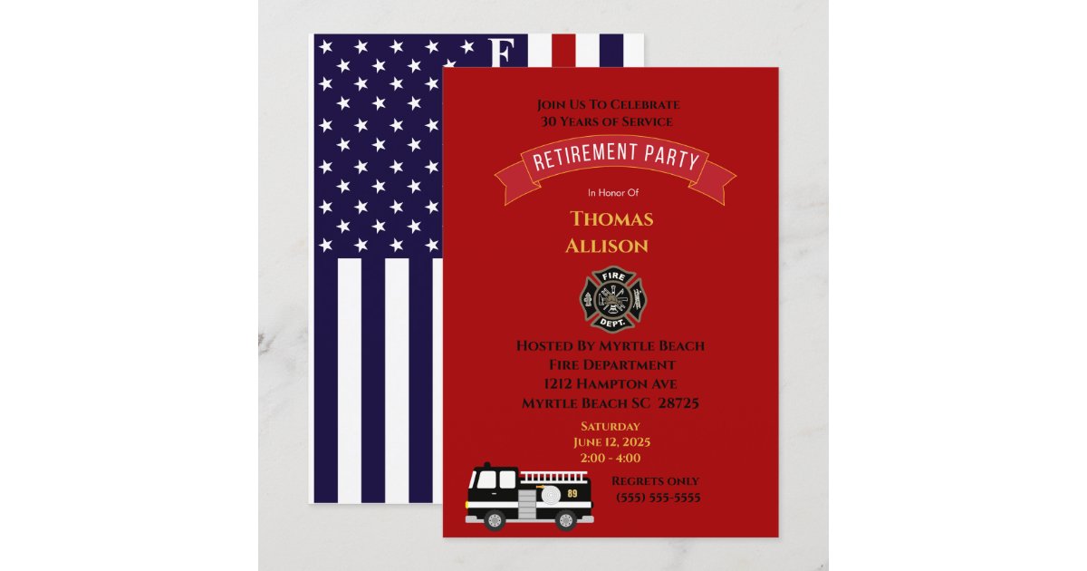 Fireman/Fire Chief Retirement Invitation | Zazzle