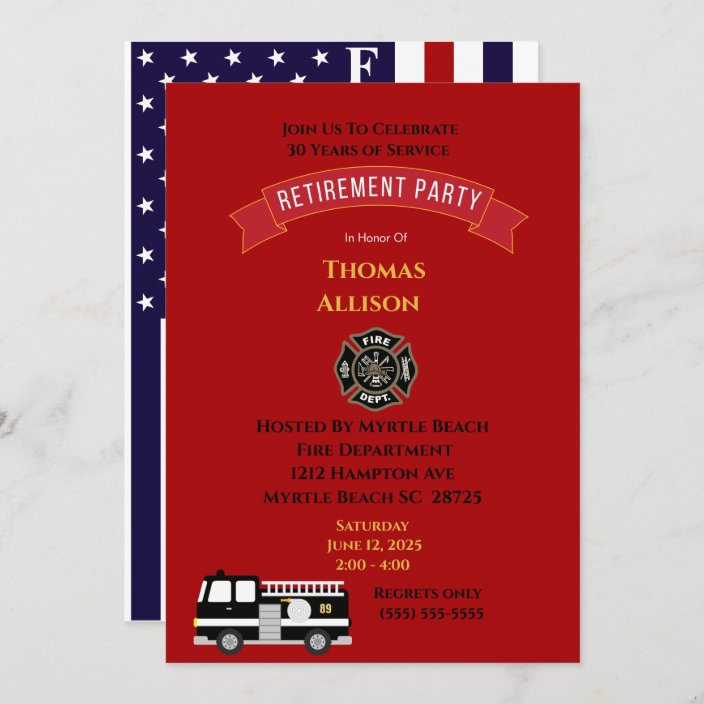 Fireman/Fire Chief Retirement Invitation | Zazzle.com